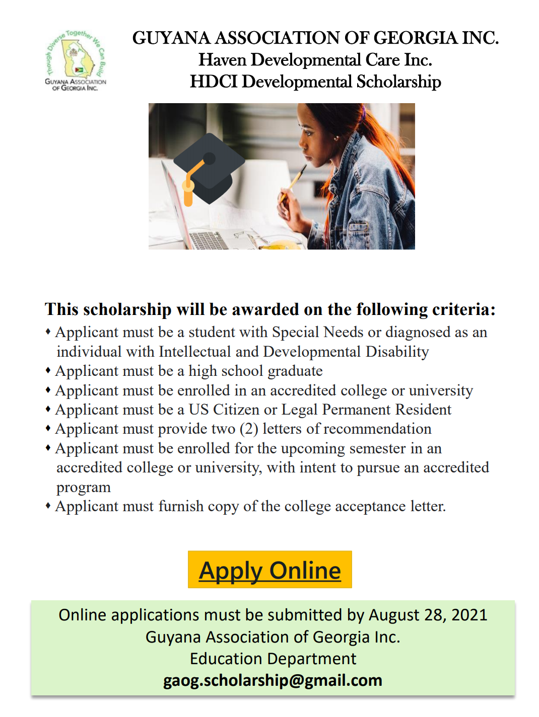 2021 SCHOLARSHIP AWARDS – Guyana Association of Georgia